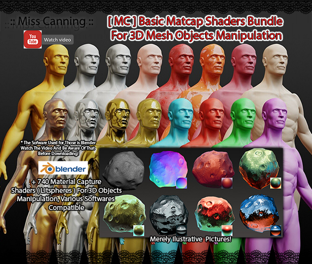 Second Life Marketplace - [ MC ] Basic Matcap Bundle For 3D Mesh Objects Manipulation